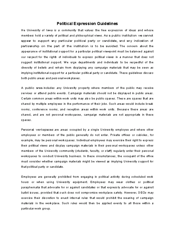Political Expression Guidelines - PDFSimpli