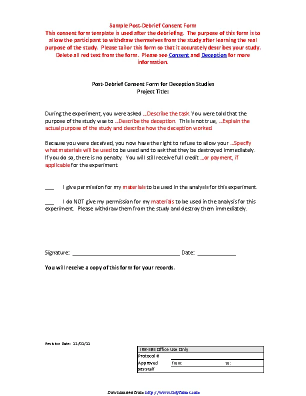 Post Debrief Consent Form - PDFSimpli