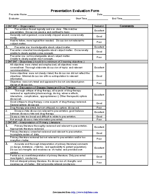 Presentation Evaluation Form 1 - PDFSimpli