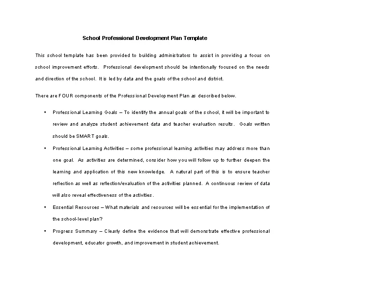 Primary School Development Plan Template - PDFSimpli