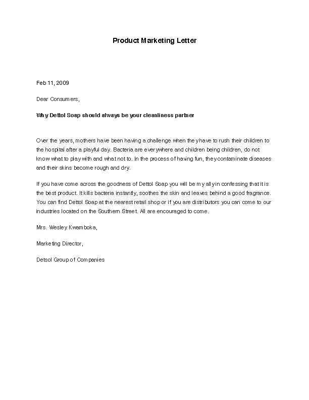 Product Marketing Letter - PDFSimpli