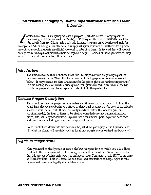 Professional Photography Proposal - PDFSimpli