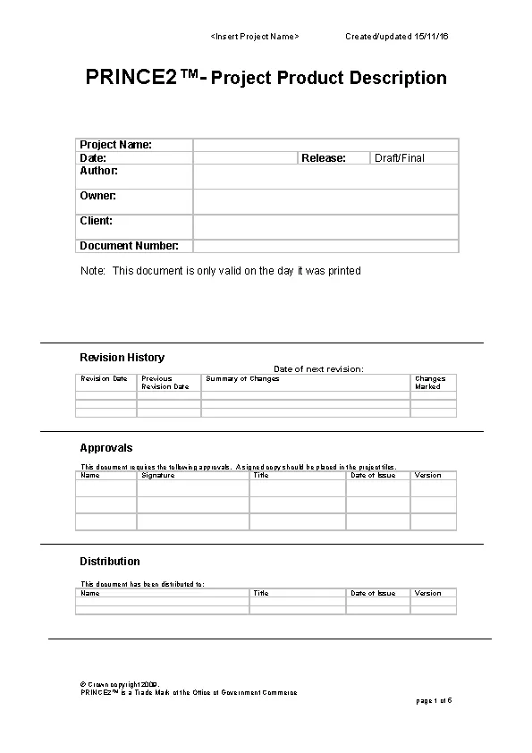 Project Product Description Template - PDFSimpli