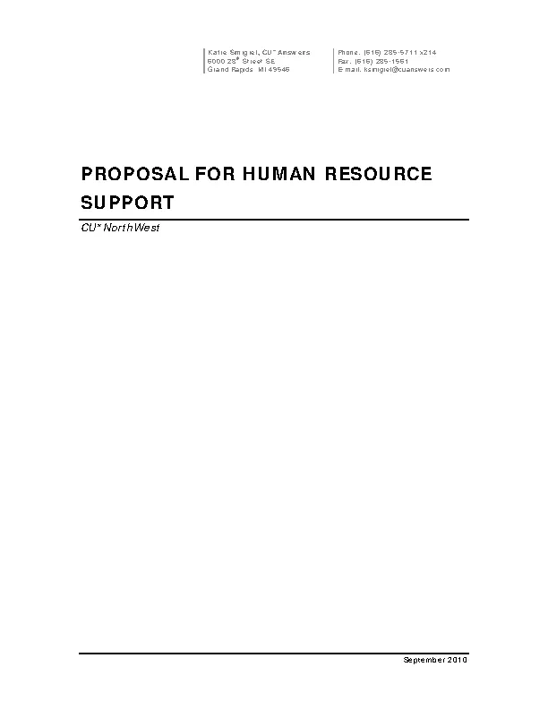 Proposal For Human Resources Support - PDFSimpli