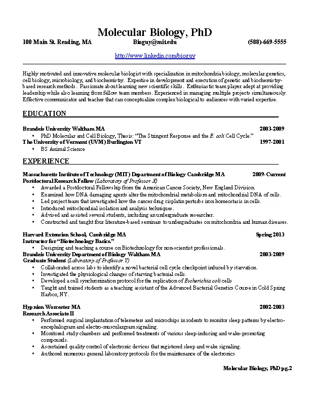 Quality Control Microbiologist Resume - PDFSimpli