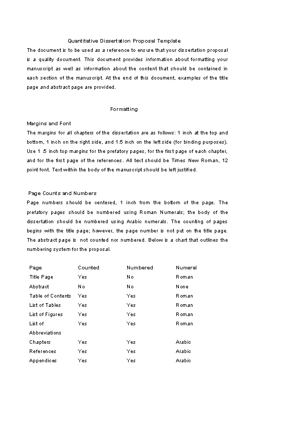 Quantitative Dissertation Proposal Template - PDFSimpli