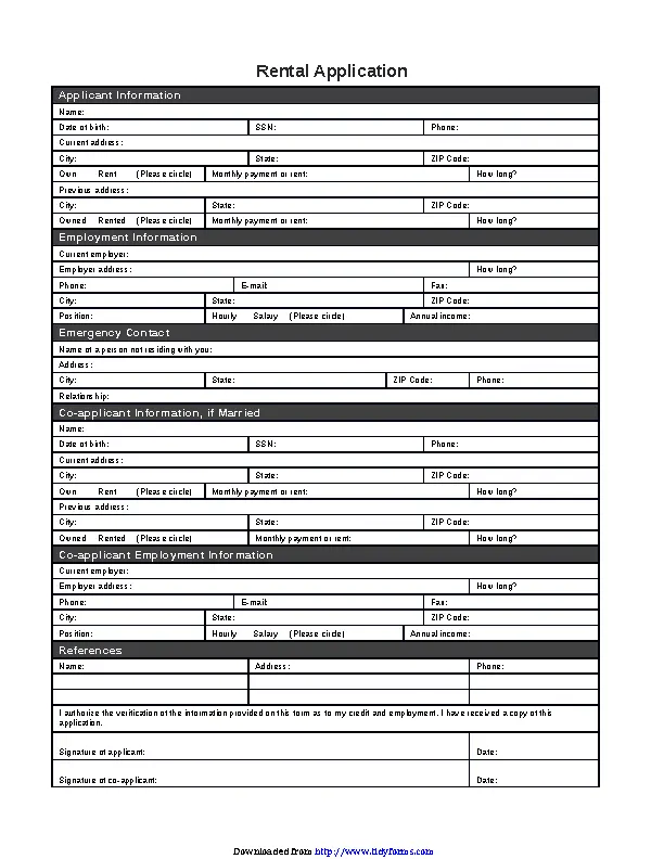 Rental Application Template 1 - PDFSimpli