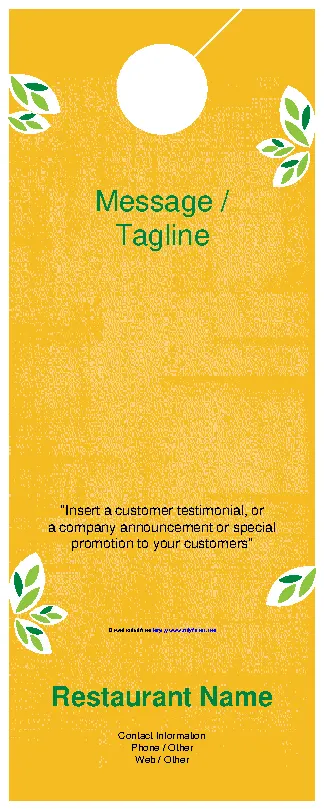 Restaurants Door Hanger Template 2 - PDFSimpli