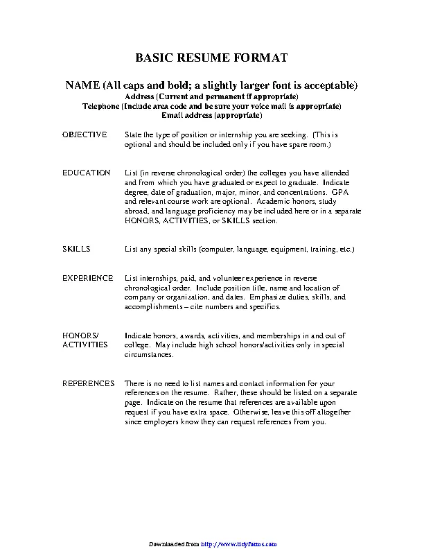 Resume Format With Section Examples - PDFSimpli