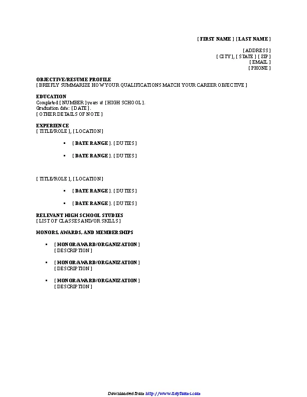 Resume Template High School Student Academic - PDFSimpli