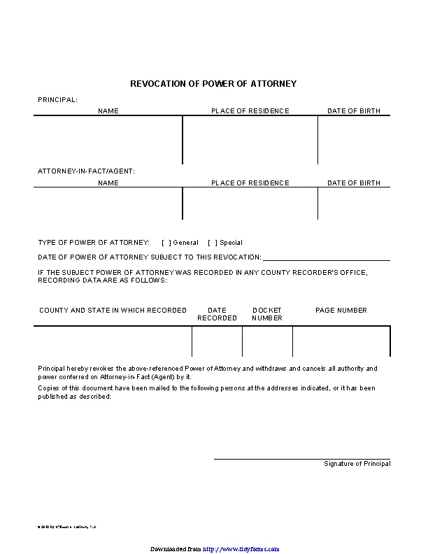 Revocation Of Power Of Attorney Form - PDFSimpli