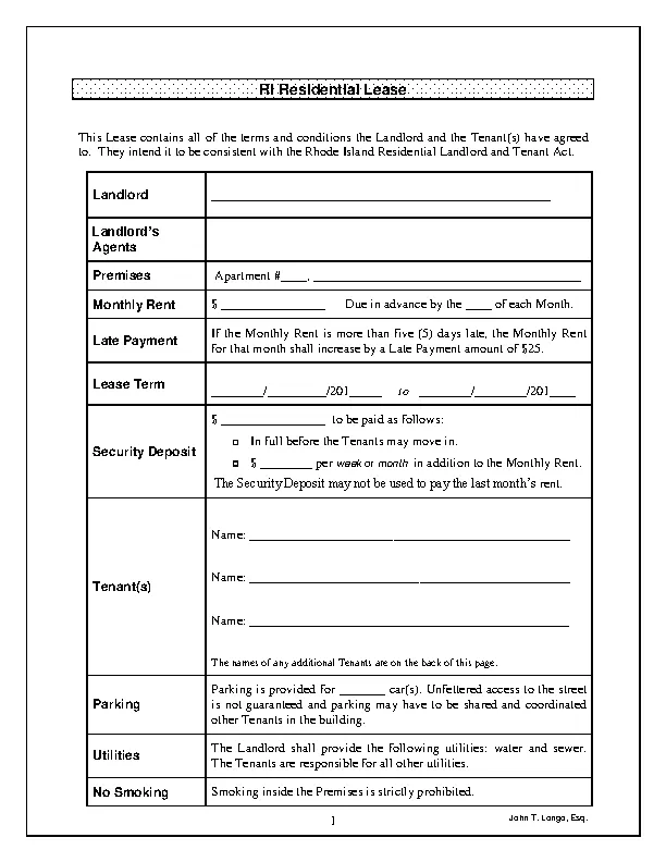 rhode island standard residential lease agreement - PDFSimpli
