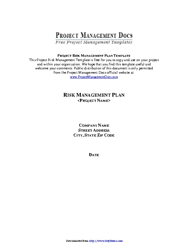 Risk Management Plan Template 3 - PDFSimpli