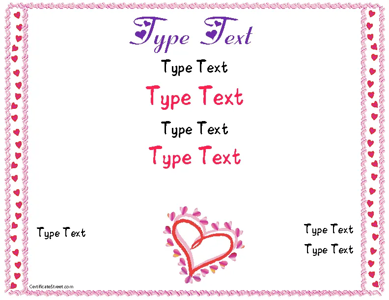 Romance Love Certificate Template - PDFSimpli