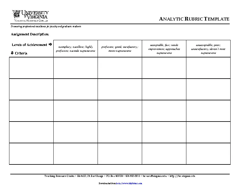 Rubric Template 1 - PDFSimpli