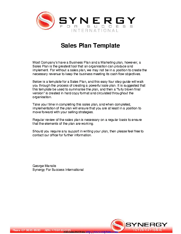 Sales Plan Template 2 - PDFSimpli