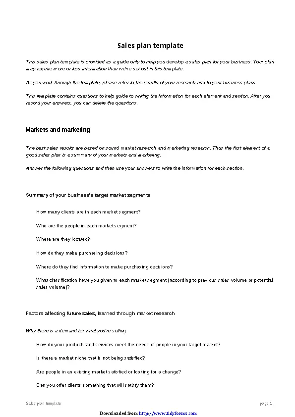 Sales Plan Template 3 - PDFSimpli