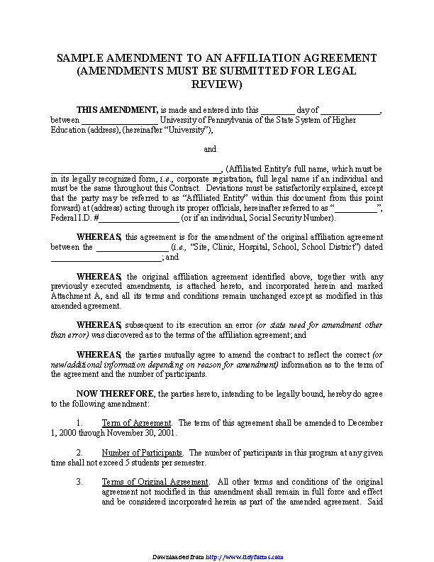 Sample Amendment To Agreement - PDFSimpli