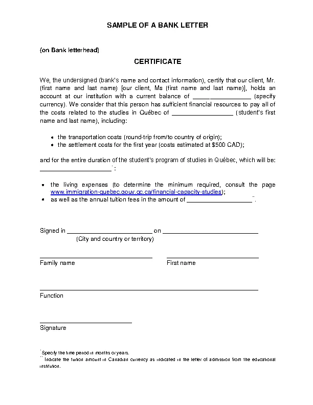 Sample Bank Letter Certificate Template - PDFSimpli