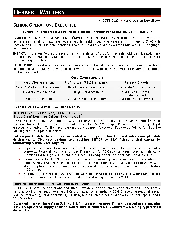 Sample Ceo Resume - PDFSimpli