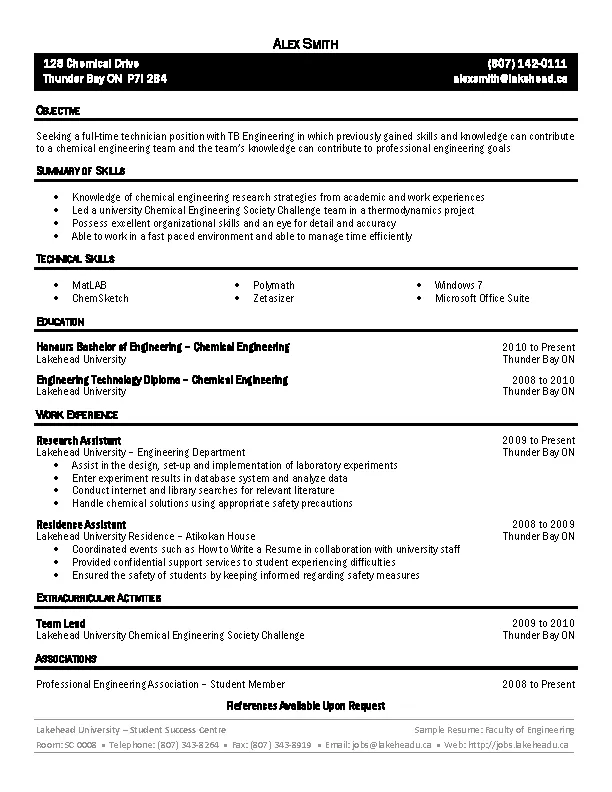 Sample Chemical Engineer Resume - PDFSimpli