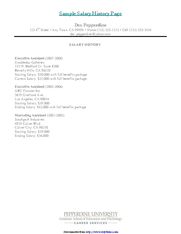 Sample Salary History - PDFSimpli