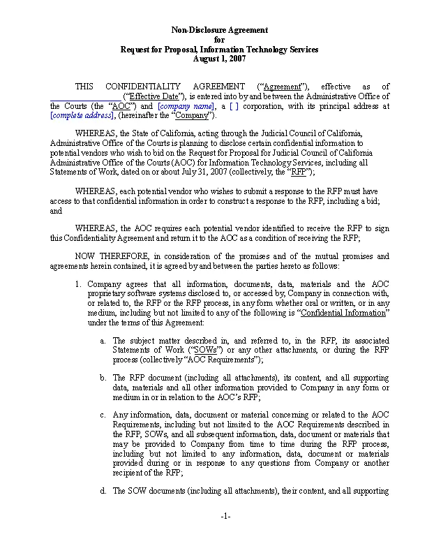 Sample Service Firm Confidential Disclosure Agreement - PDFSimpli