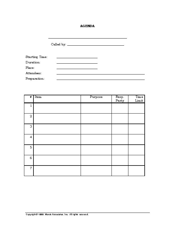 Sample Simple Blank Meeting Agenda Template - PDFSimpli