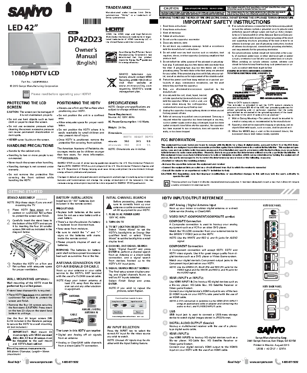 Sanyo Owners Manual Sample - PDFSimpli