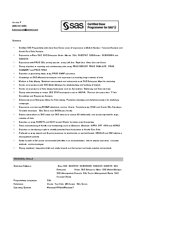 Sas Marketing Analyst Resume Free Word Doc - PDFSimpli