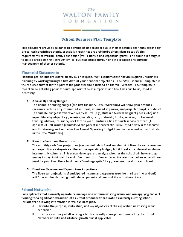School Business Financial Projections - PDFSimpli