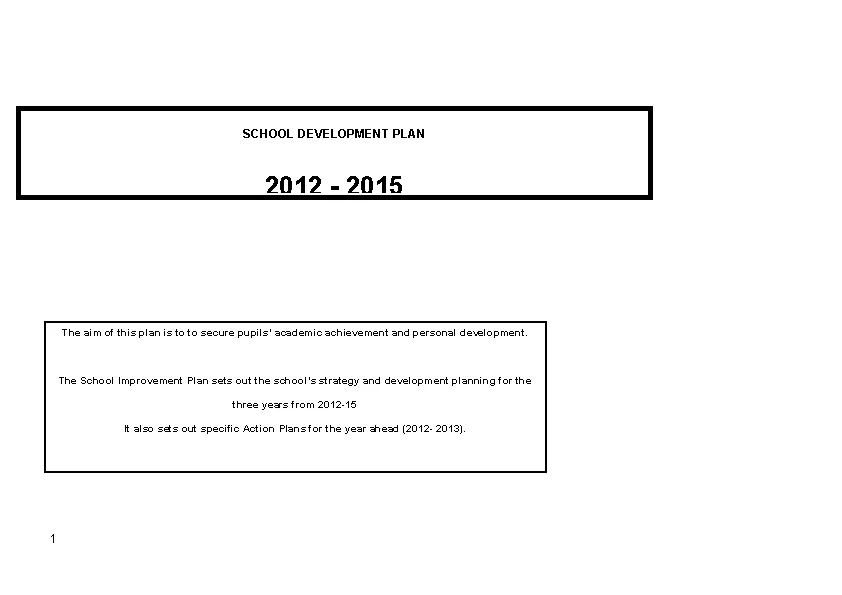 School Development Plan Format PDFSimpli