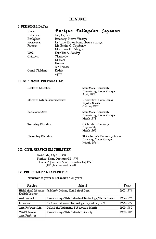 School Librarian Resume - PDFSimpli
