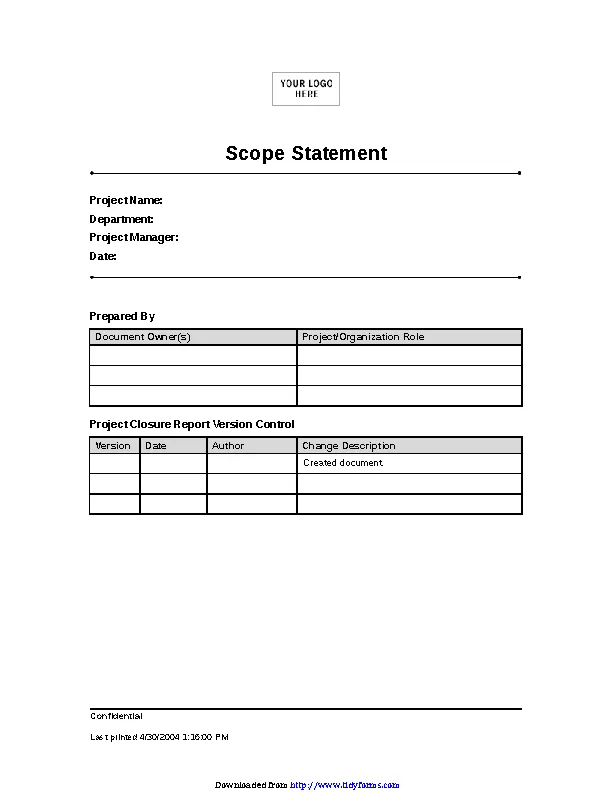 Scope Of Work Template 2 - PDFSimpli