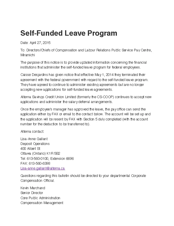 Self Funded Leave Program - PDFSimpli