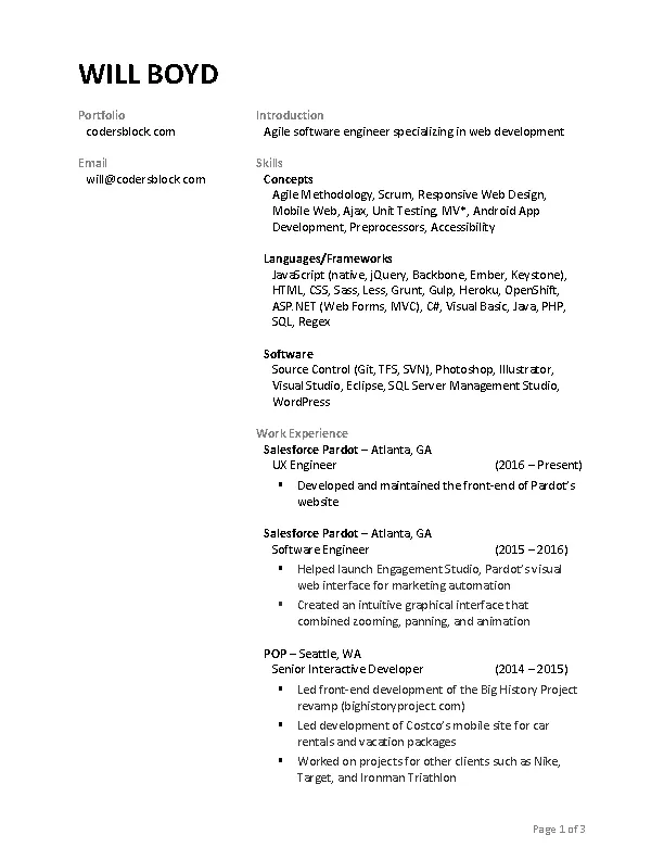 Senior Interactive Developer Resume Template - PDFSimpli
