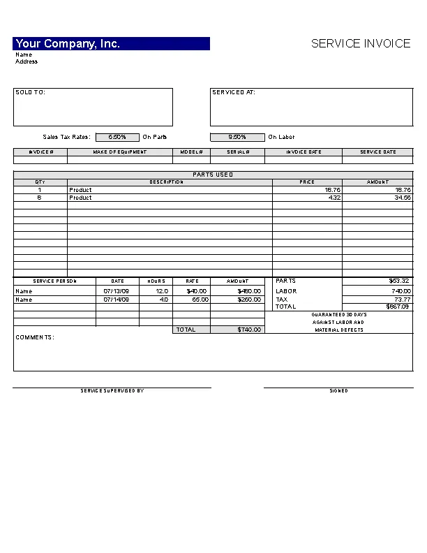 Service Invoice Template 11 - PDFSimpli