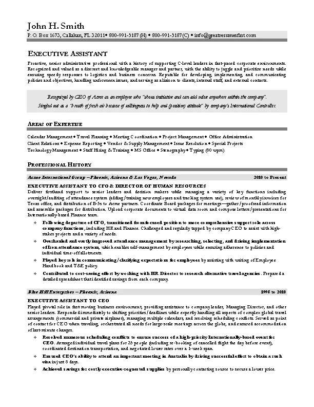 Simple Executive Administrative Assistant Resume - PDFSimpli