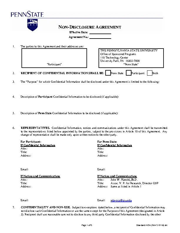 Simple Non Disclosure Agreement Template Pdf - PDFSimpli