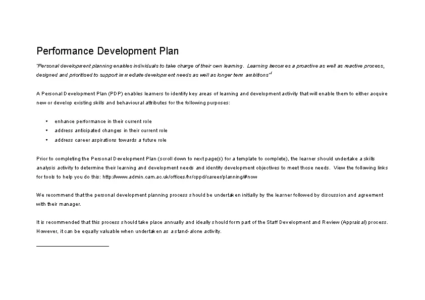 Simple Performance Development Plan - PDFSimpli