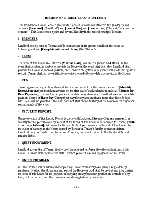 Simple Residential Rental Agreement - PDFSimpli