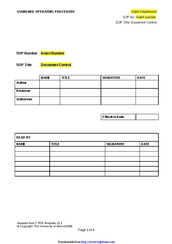 Sop Template 1 - PDFSimpli