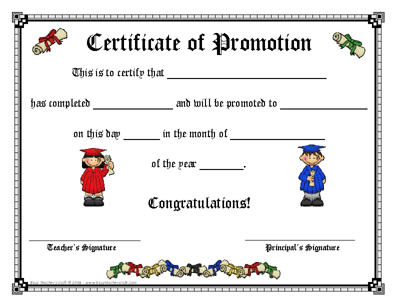 Standard Promotion Certificate Template - PDFSimpli