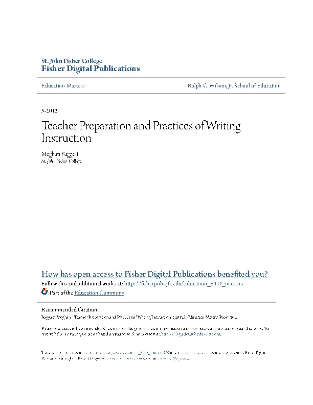 Teacher Preparation And Practices Of Writing Instruction - PDFSimpli