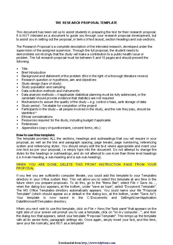 The Research Proposal Template - PDFSimpli