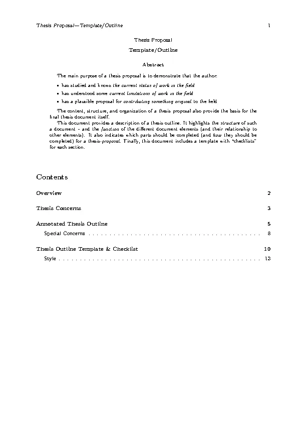 Thesis Proposal Outline Template - PDFSimpli