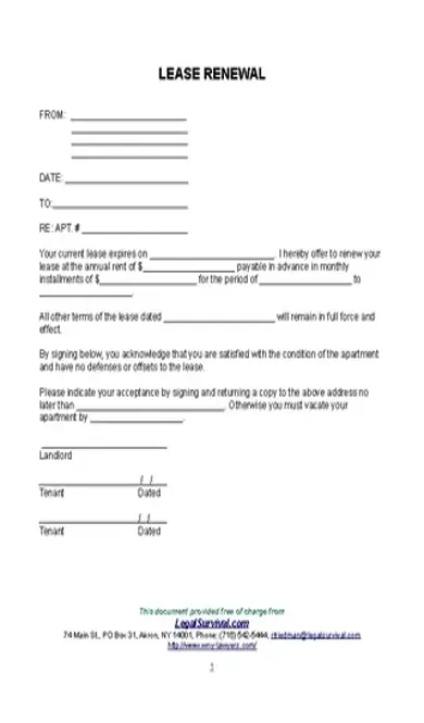 Blank Lease Renewal Form Template - PDFSimpli