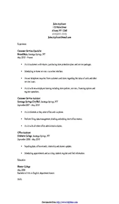 Customer Service Resume Sample 1 - PDFSimpli