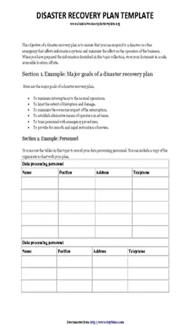 Disaster Recovery Plan Template 1 - PDFSimpli