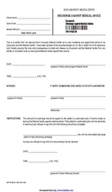 Discharge Against Medical Advice - PDFSimpli